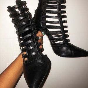 Aldo | Shoes | Black Pointed Toe Caged Heels | Poshmark